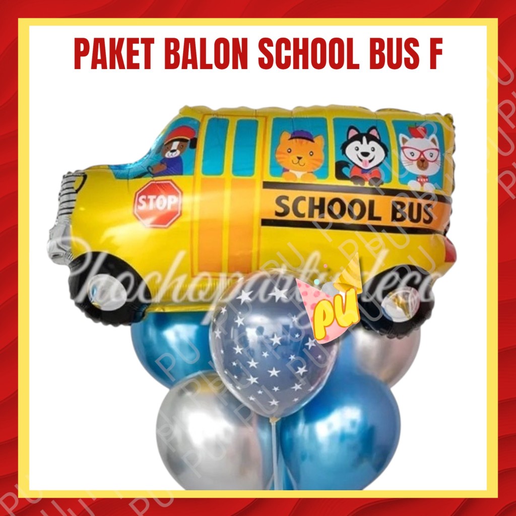 School Bus Balloon Package F / School Bus Car Birthday Decoration ...