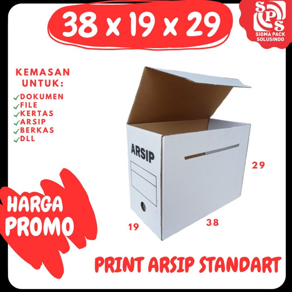 Standard Print Archive Box 38x19x29 White File Cardboard Packing/plain/Arsip/File/filebox ...