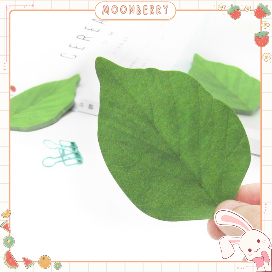 HIJAU Korean Post Note Sticky Memo in Green Leaf Shape Sticky notes ...