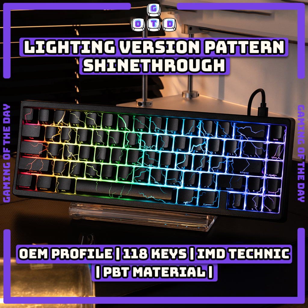 XVX Lightning Keycaps Thunder Pattern Shine Through OEM Profile IMD ...