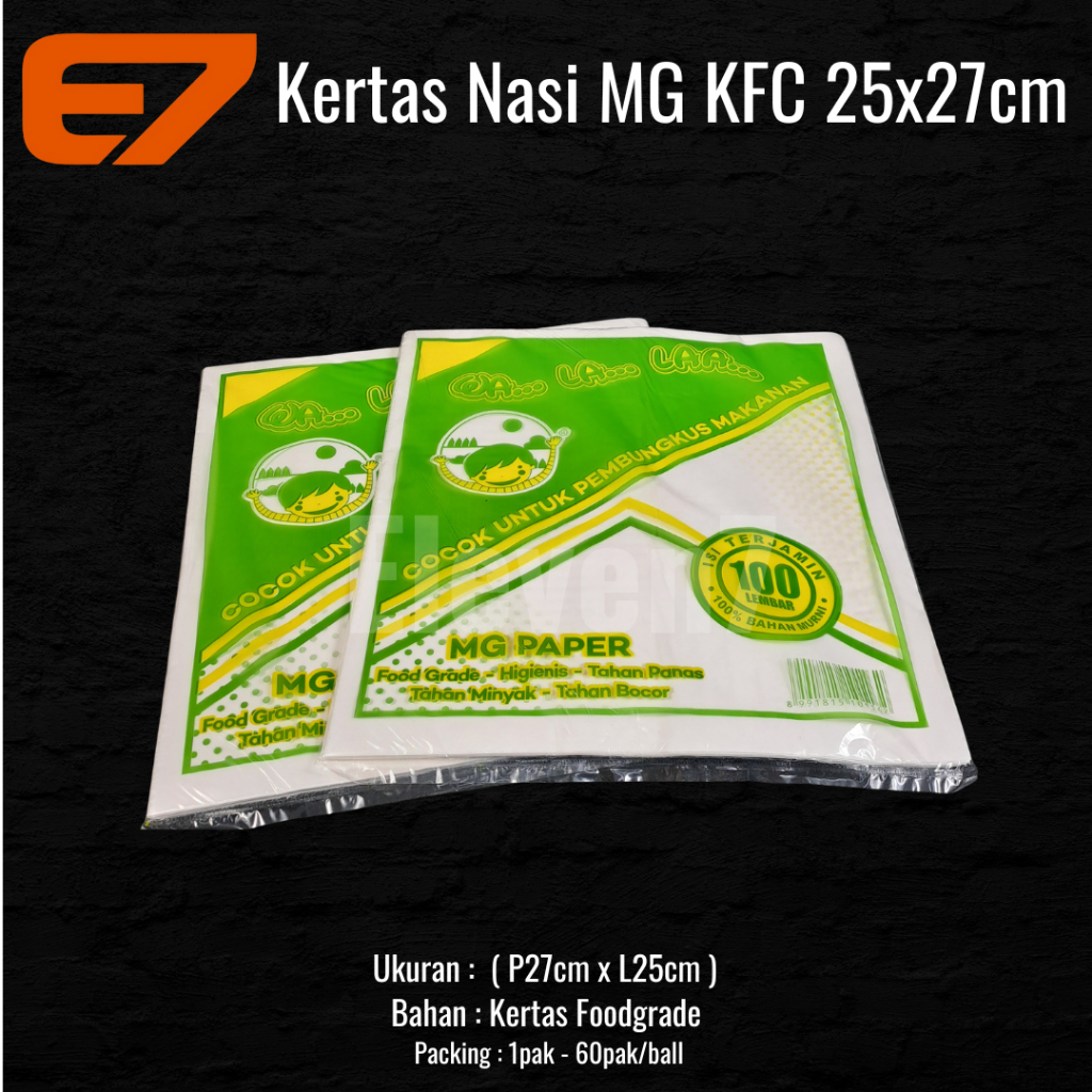 KFC Foodgrade Rice Wrapping MG Paper 25x27.5cm (100lbr/pack) | Shopee ...