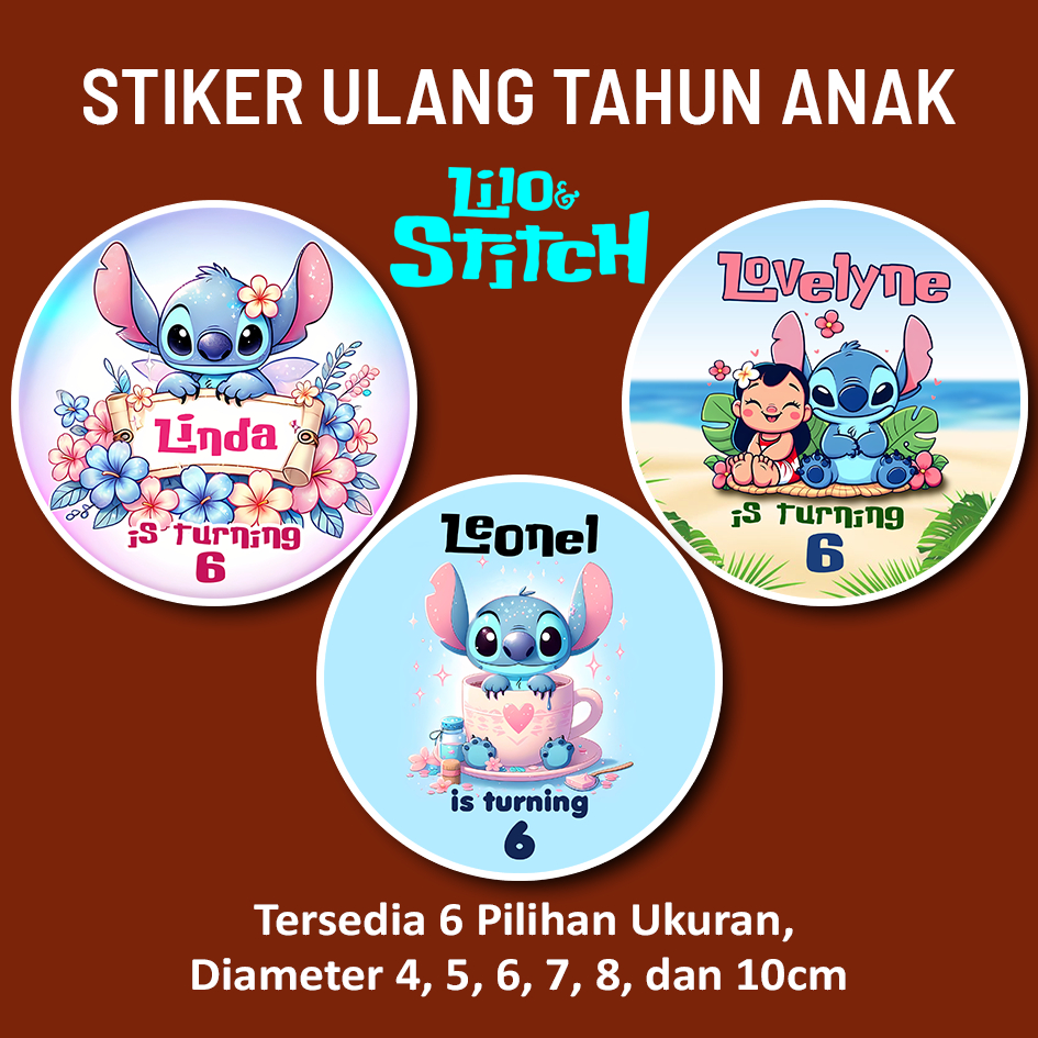 CHILDREN'S BIRTHDAY STICKER LILO AND STITCH BIRTHDAY STICKER LABEL GIFT ...