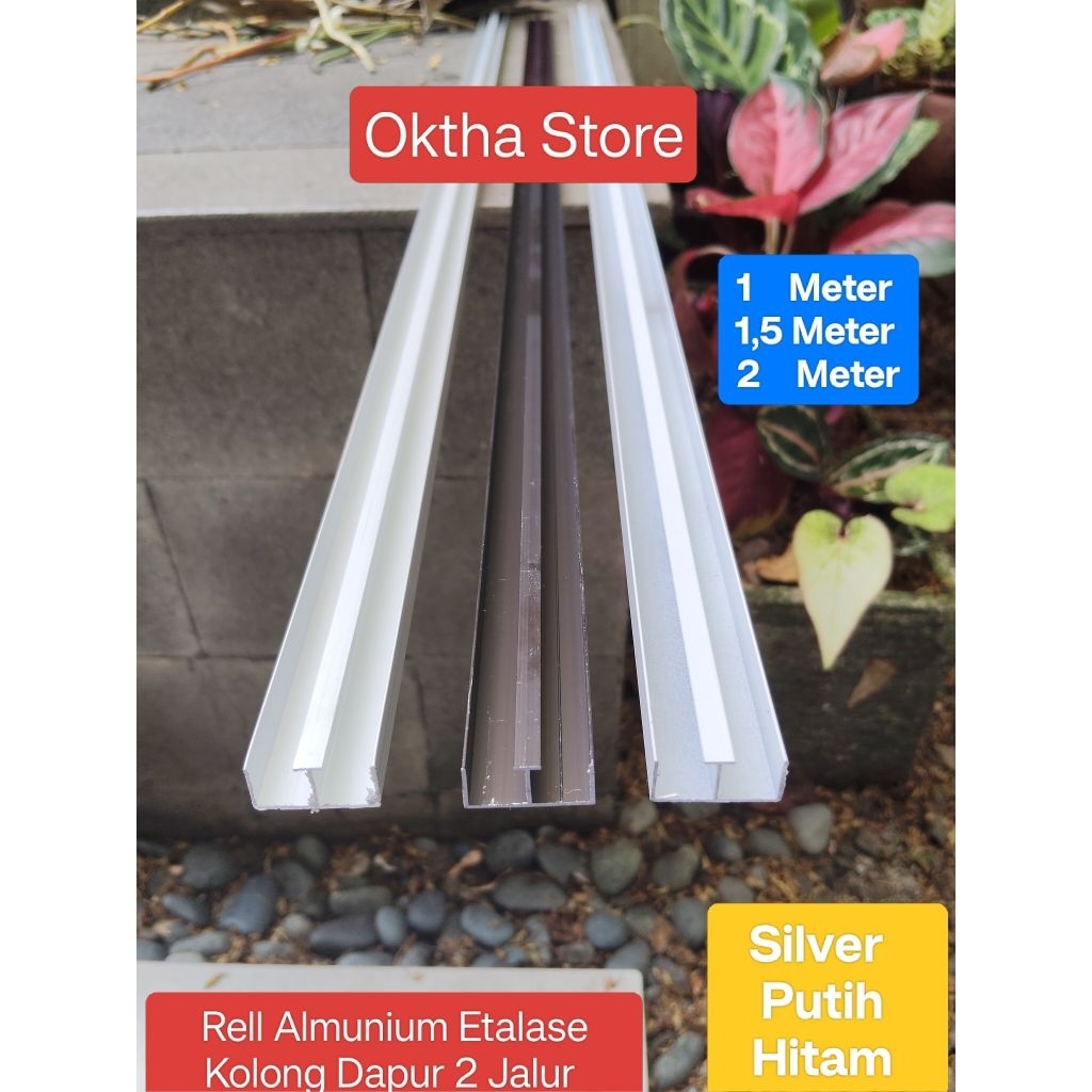 [ 1,2 Meters ] Aluminum Rail 2 Tracks BLACK Showcase Rail Under Kitchen ...