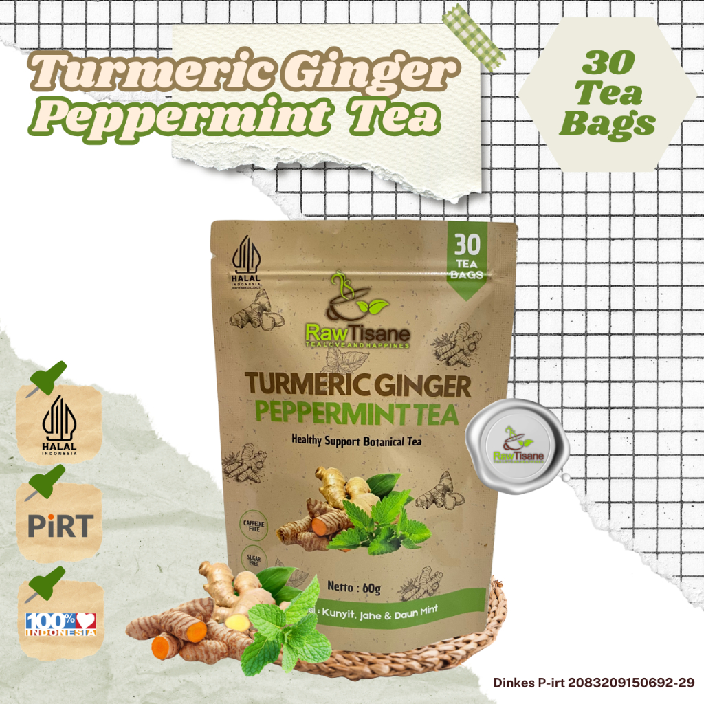 RAW TIANE Turmeric Ginger Peppermint Tea: Turmeric, Ginger & Mint Leaf ...