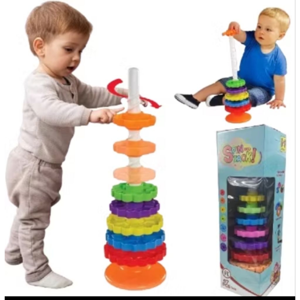 Spin and Stack Educational Toys 1 Set Educational Building Blocks Color ...
