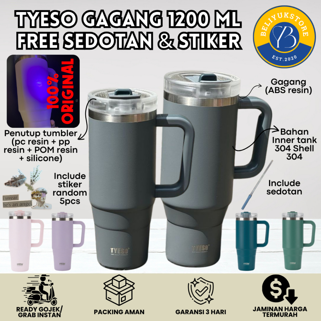 Tyeso Tumbler Stainless Handle 1200ML JUMBO / Tyeso Stainless Tumbler ...