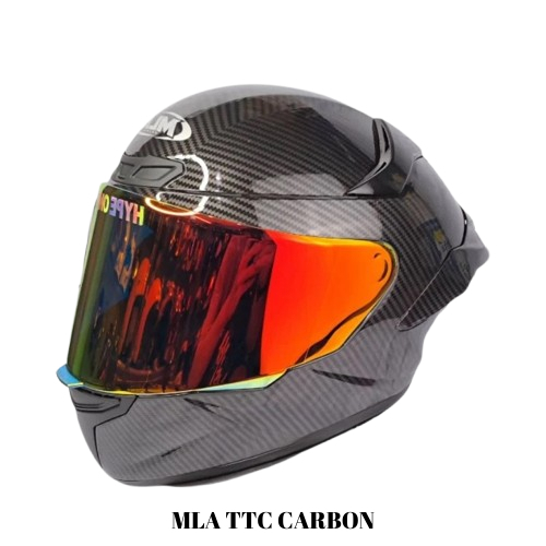 HITAM Latest MLA CARBON MOTIF Full Face Helmet Red Gold/Blue/Silver and ...