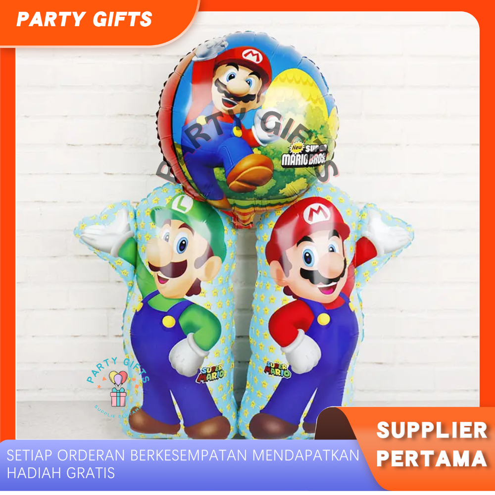 Partygifts Super Mario Bros Character Foil Balloons Jumbo Super Mario ...