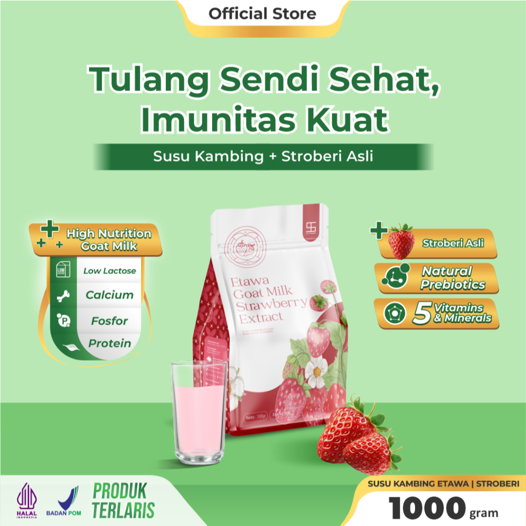 Shams Livestock Etawa Goat Milk Strawberry Flavor Powder 1KG low sugar ...