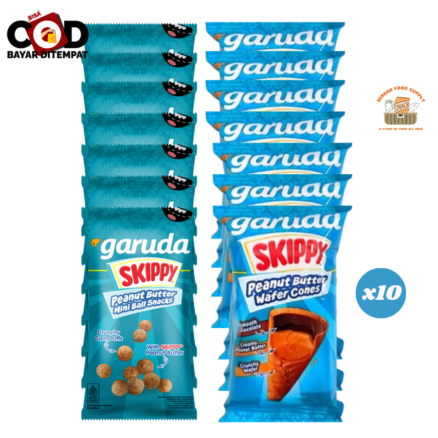 [BERKAH] Garuda Skippy Renceng Fill 10x15gr Peanut Butter Wafer Cones ...