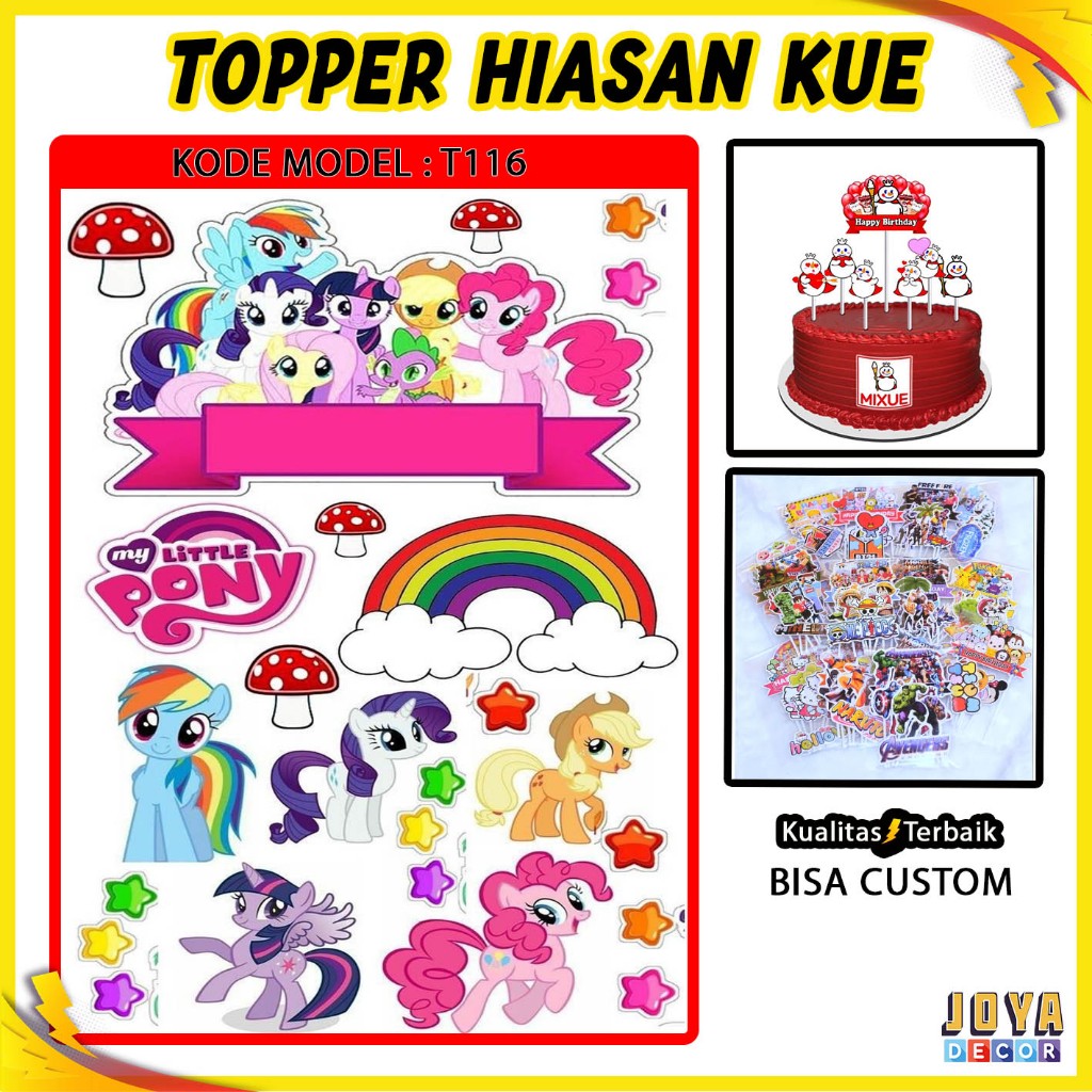 MY LITTLE PONY CHARACTER CAKE TOPPER, MY LITTLE PONY CAKE TOPPER, HAPPY ...