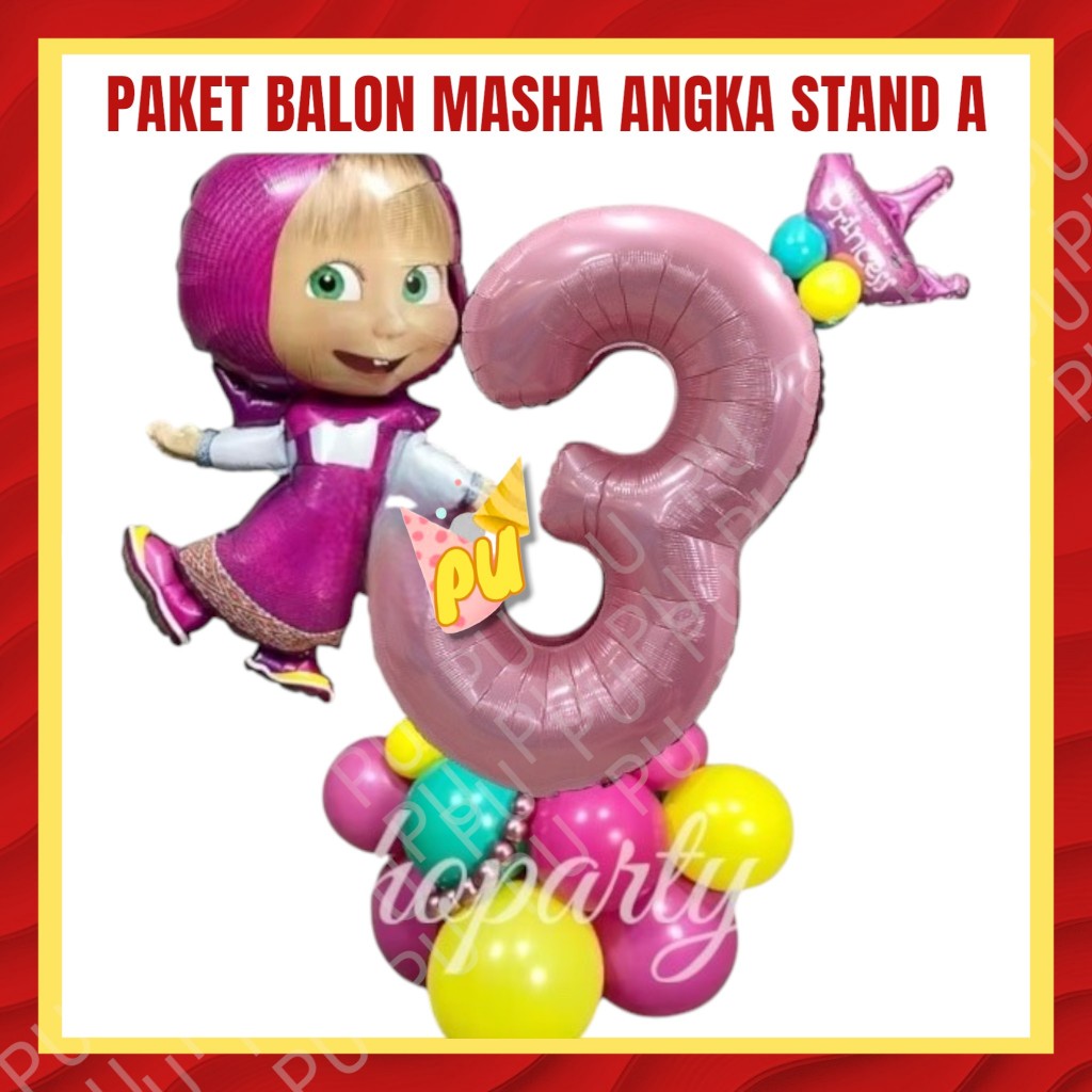 Masha And The Bear Balloon Package STAND A Numbers / Masha And The Bear Birthday Decoration ...