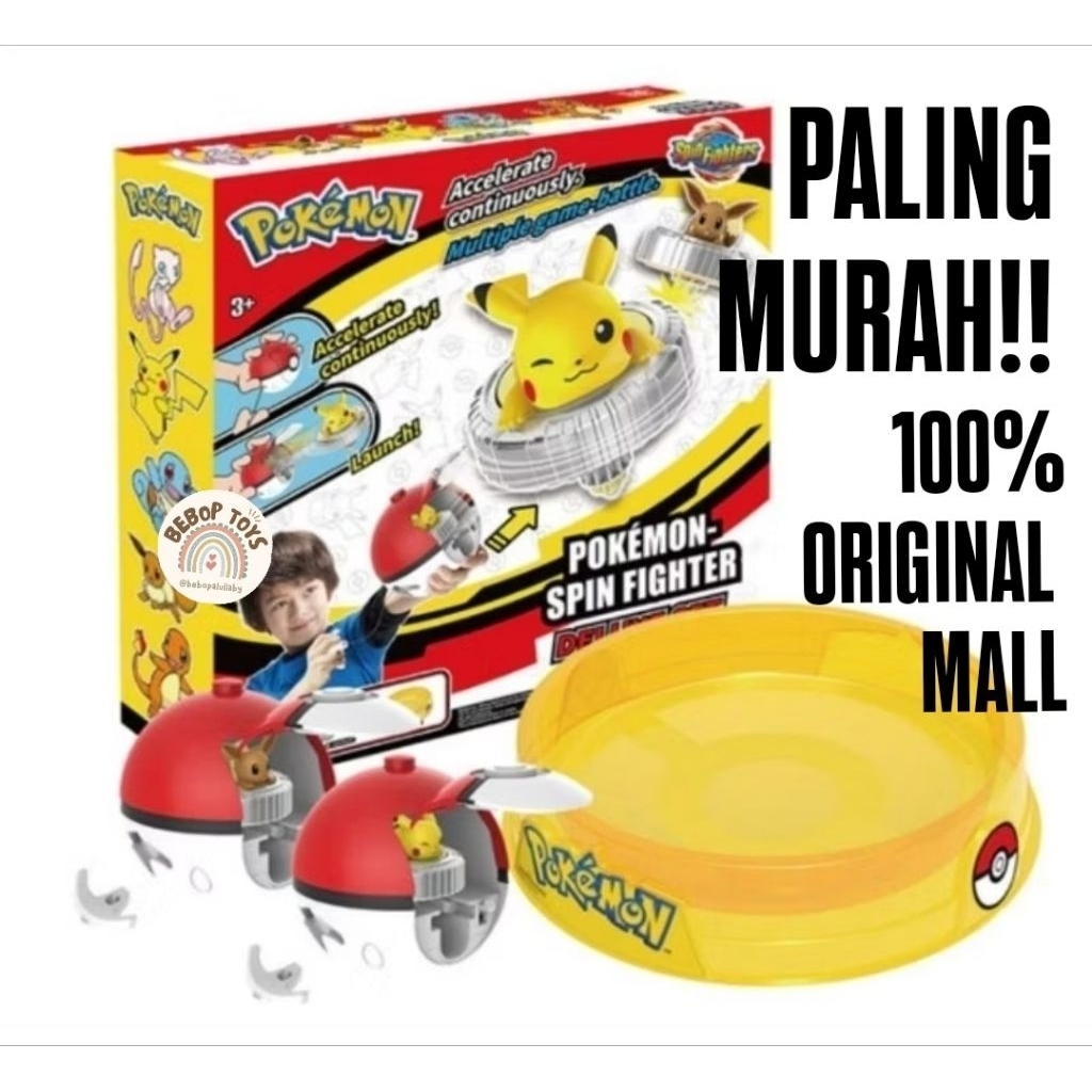 [100% ORIGINAL] POKEMON SPIN FIGHTER DELUXE SET BEYBLADE PIKACHU EVEE ...