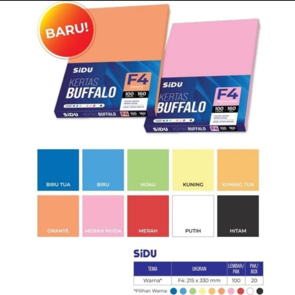 Sidu F4 Buffalo Paper 100 Sheets 160 gr | Shopee Singapore