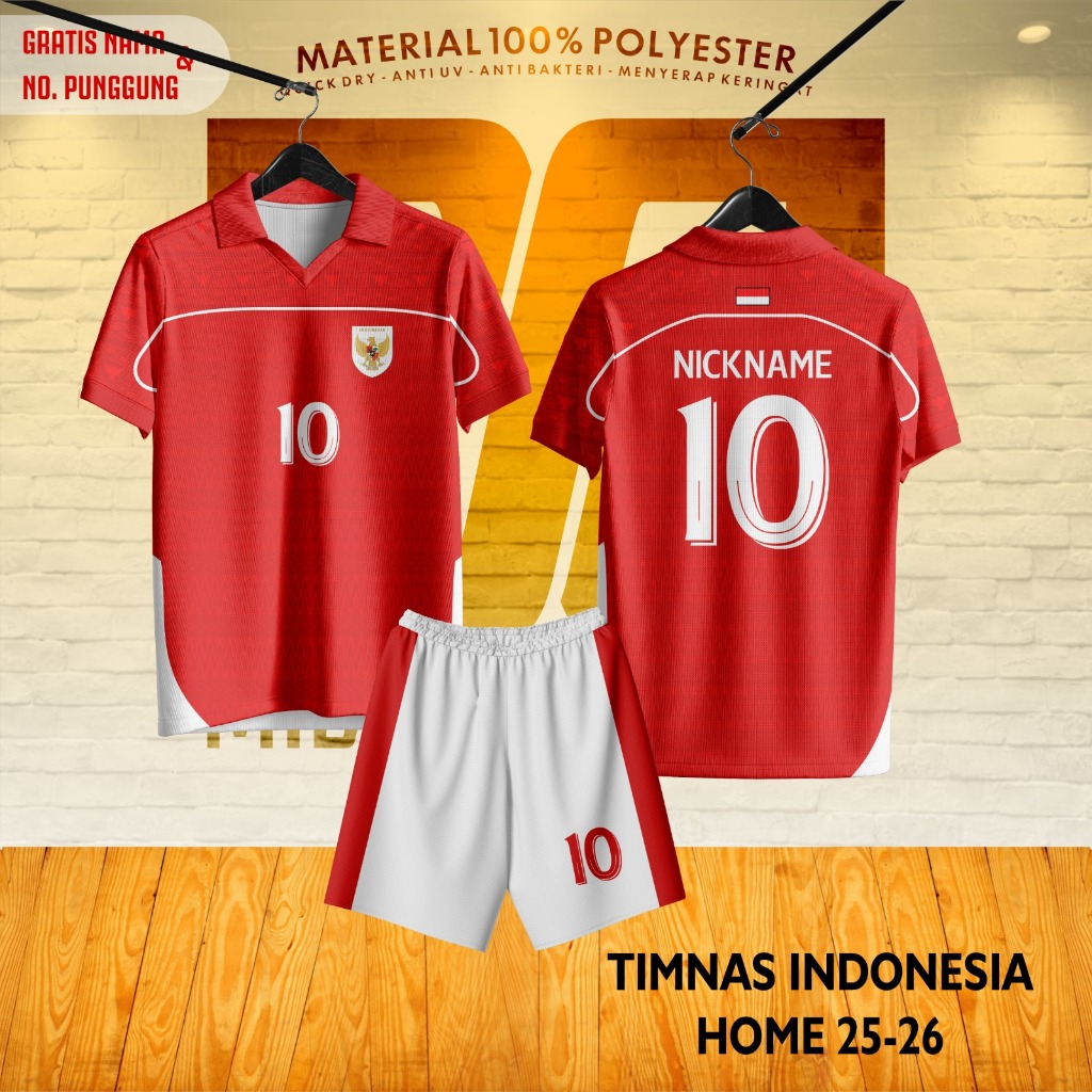 Indonesian NATIONAL TEAM HOME FULL PRINTING GOES TO WORLD CUP 2026 Men ...