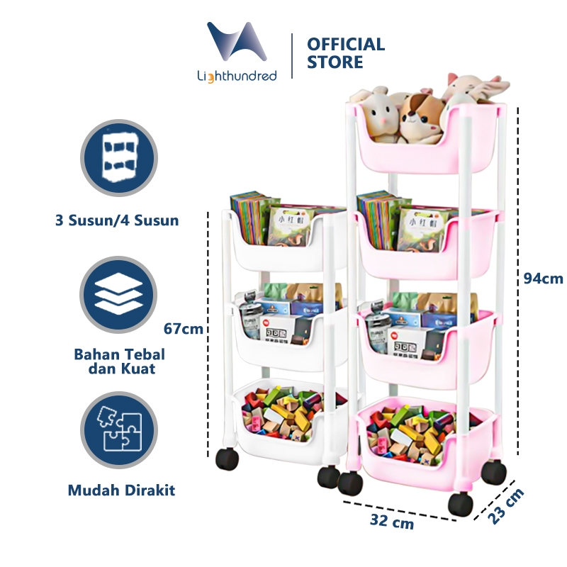 Lighthundred Multipurpose Stacking Trolley Shelf With Wheels Thick ...