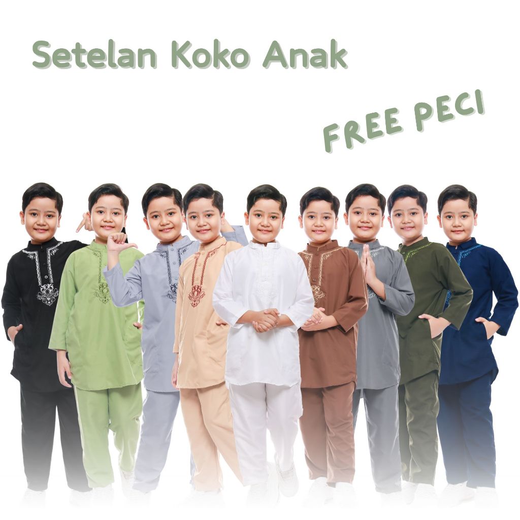 HITAM PUTIH HIJAU KATUN Boy's Koko Suit White Navy Ash Green Brown ...