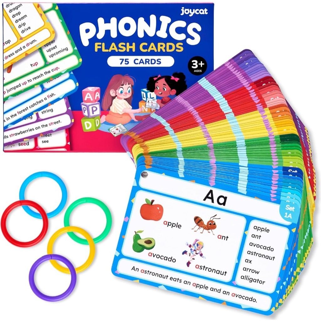 Joycat PFC1-COLOR Phonics Flash Cards Pack of 75 Phonetic Flash Cards ...