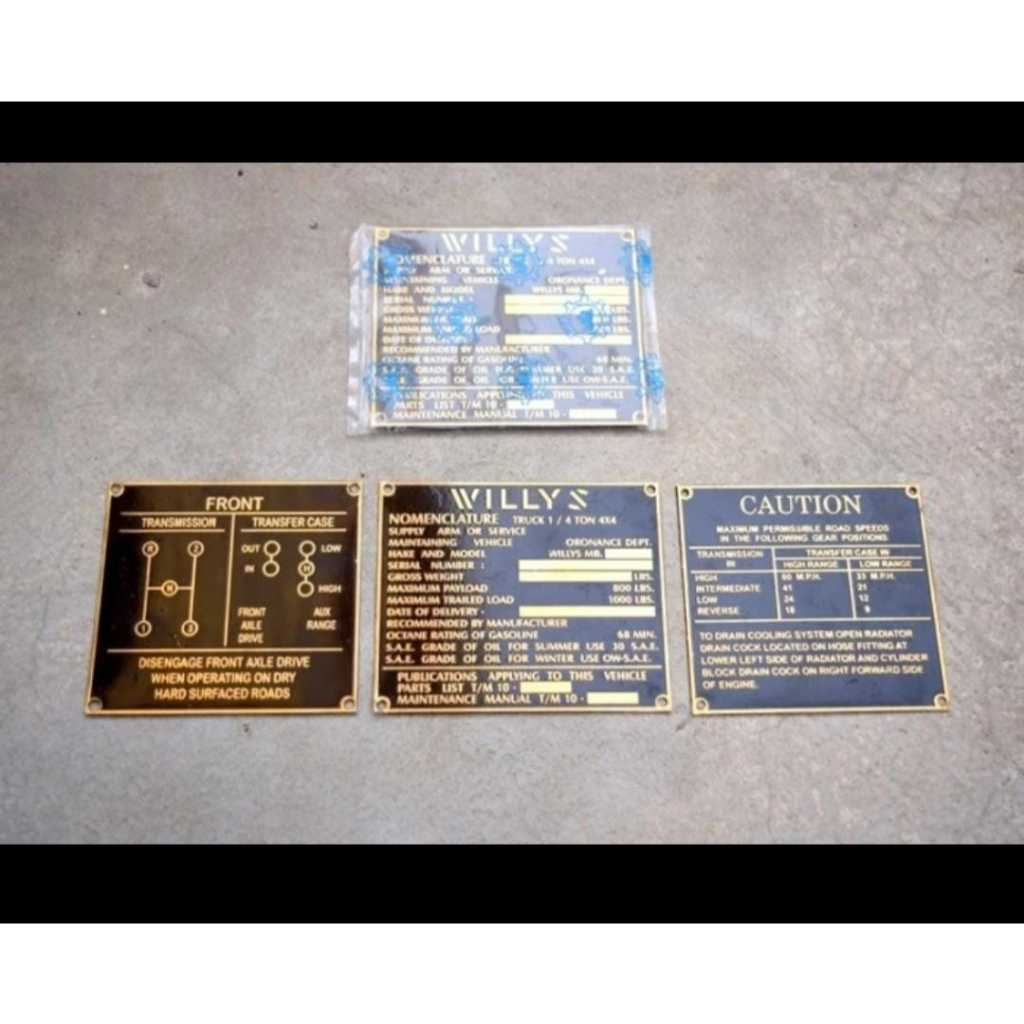 Jeep Willys Emblem Data Plate Willys Jeep Accessories Jeep Variations ...