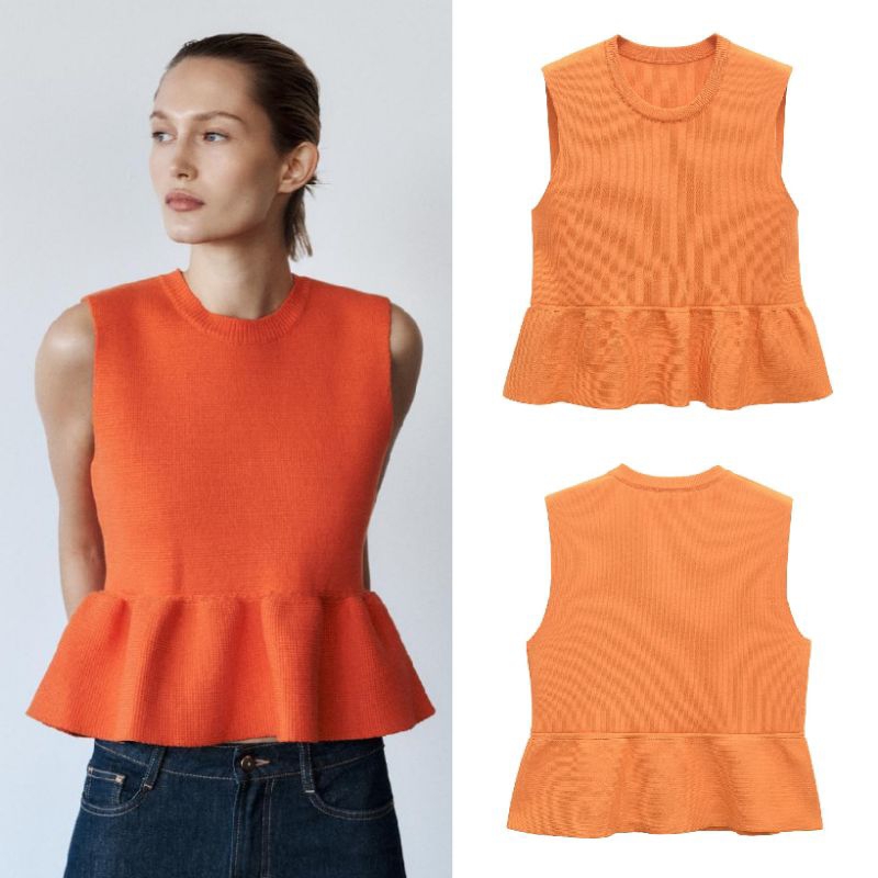 Orange Cozy Knit Top 77382 (KZ) | Shopee Singapore