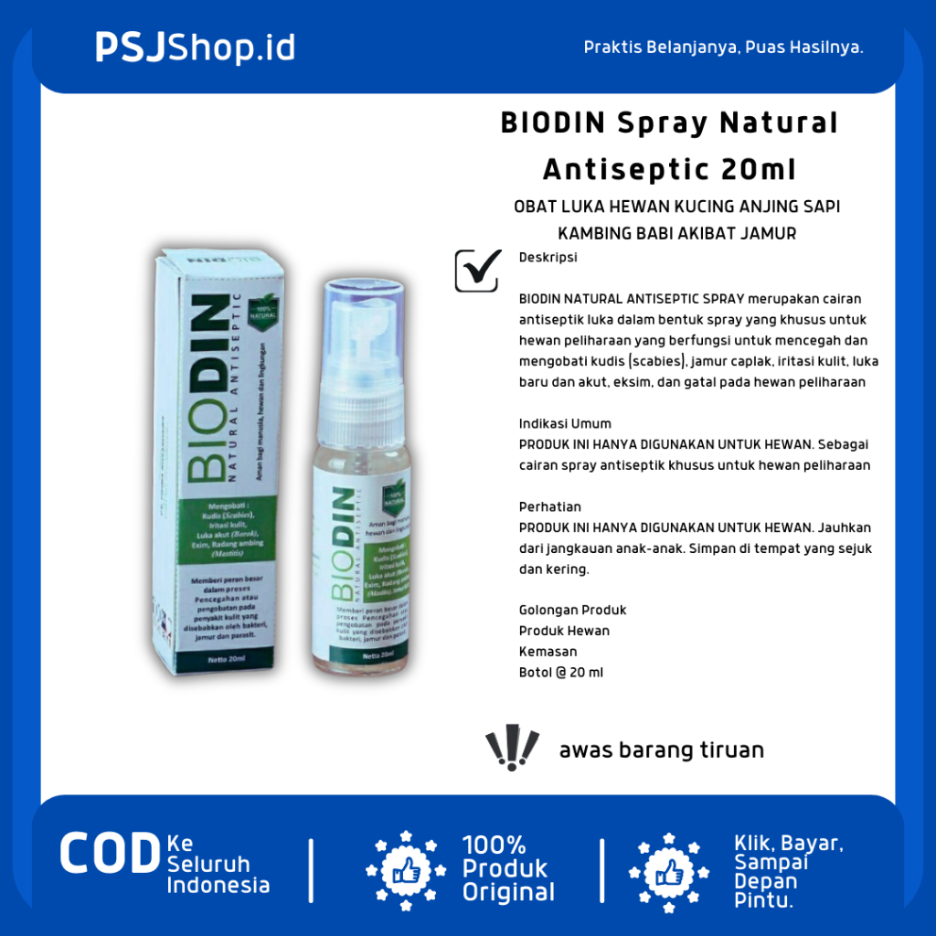 BIODIN SPRAY Fungus Medicine Scabies Scabies Wounds Cats Dogs Rabbits ...