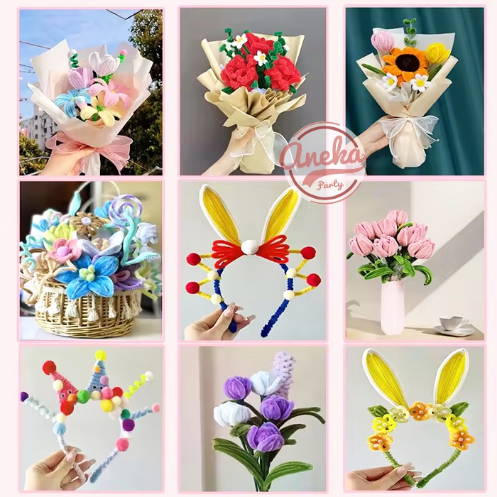 [10 pieces] Mercy Feather Wire / Chenille Pipe Cleaner DIY Bouquet ...