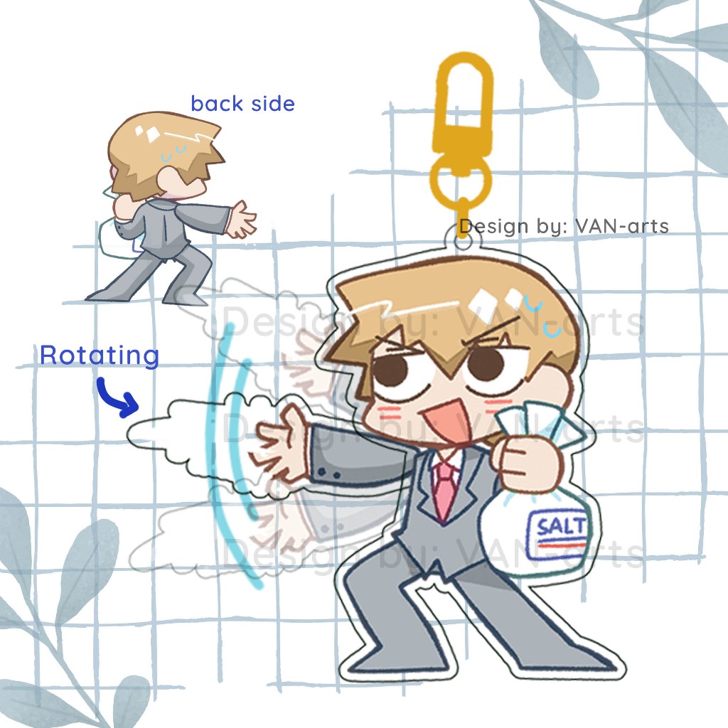 Mob Psycho 100 | Reigen Salt Splash | Rotating keychain | Shopee Singapore