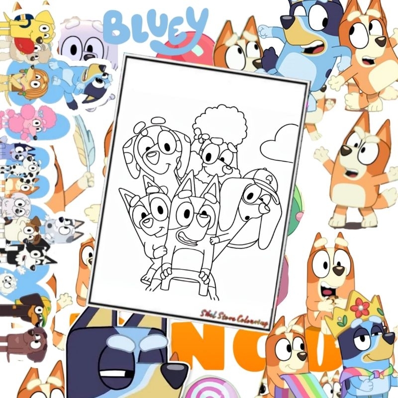 Bluey V1 Theme Children's Coloring Paper (15 Drawing Sheets) Thick ...