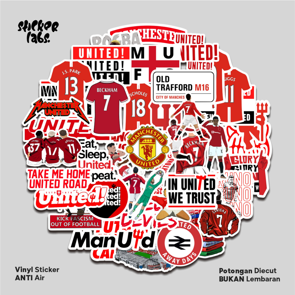 Manchester United Vinyl Aesthetic Sticker Pack Tumbler Suitcase The Red ...