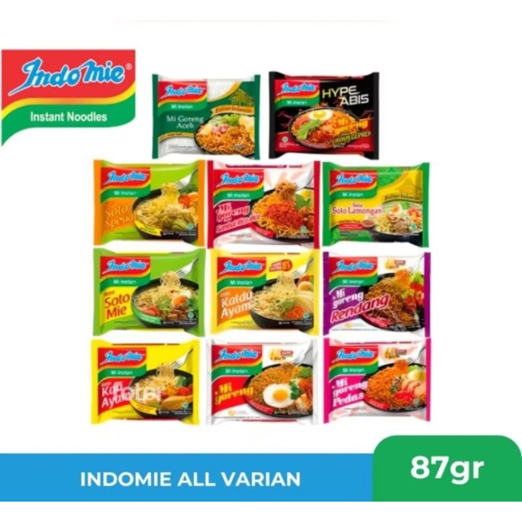 INDOMIE ALL VARIANTS / ALL FLAVORS OF CHICKEN BROTH, SOTO mie, FRIEDmie ...