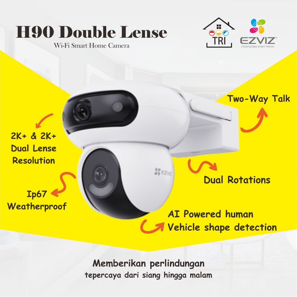 Ezviz H90 Dual 2K+ Smart Home Dual Lens 4MP+4MP IP Camera Security CCTV ...