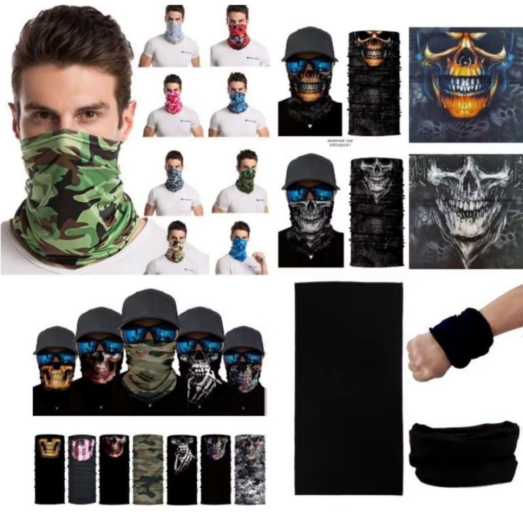 3 Pcs Multifunctional Black Men's Buff Mask Baff Bandana/Slayer Bandana ...