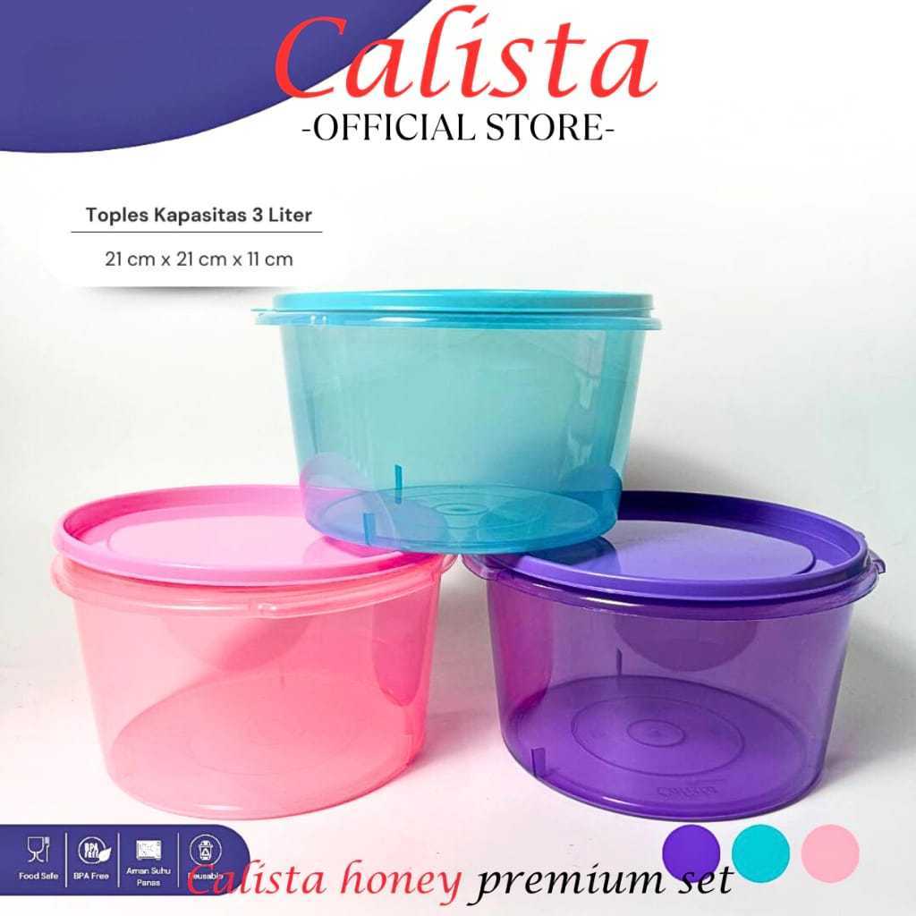 [6 pcs] Calista Jar 3 Liter Bright Round Plastic Container Sealpack ...