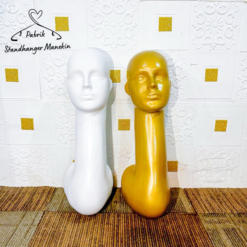 Gold wall head mannequin | Long Neck Head Wall Mannequin | Hijab White ...