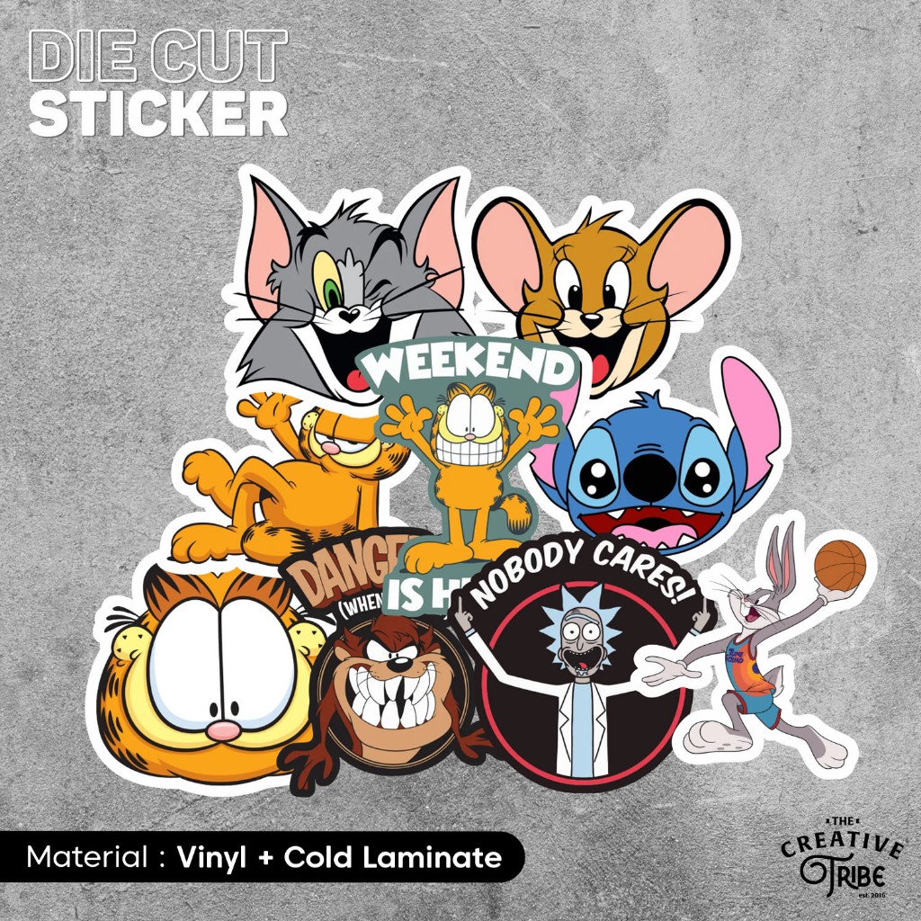 Cartoon - Die Cut Vinyl Sticker - Tom Jerry Stitch Garfield Cartoon ...