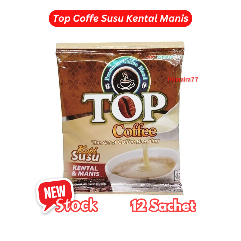 Top Coffee Sweetened Condensed Milk Coffee 12 Sachets / Renceng Instant ...
