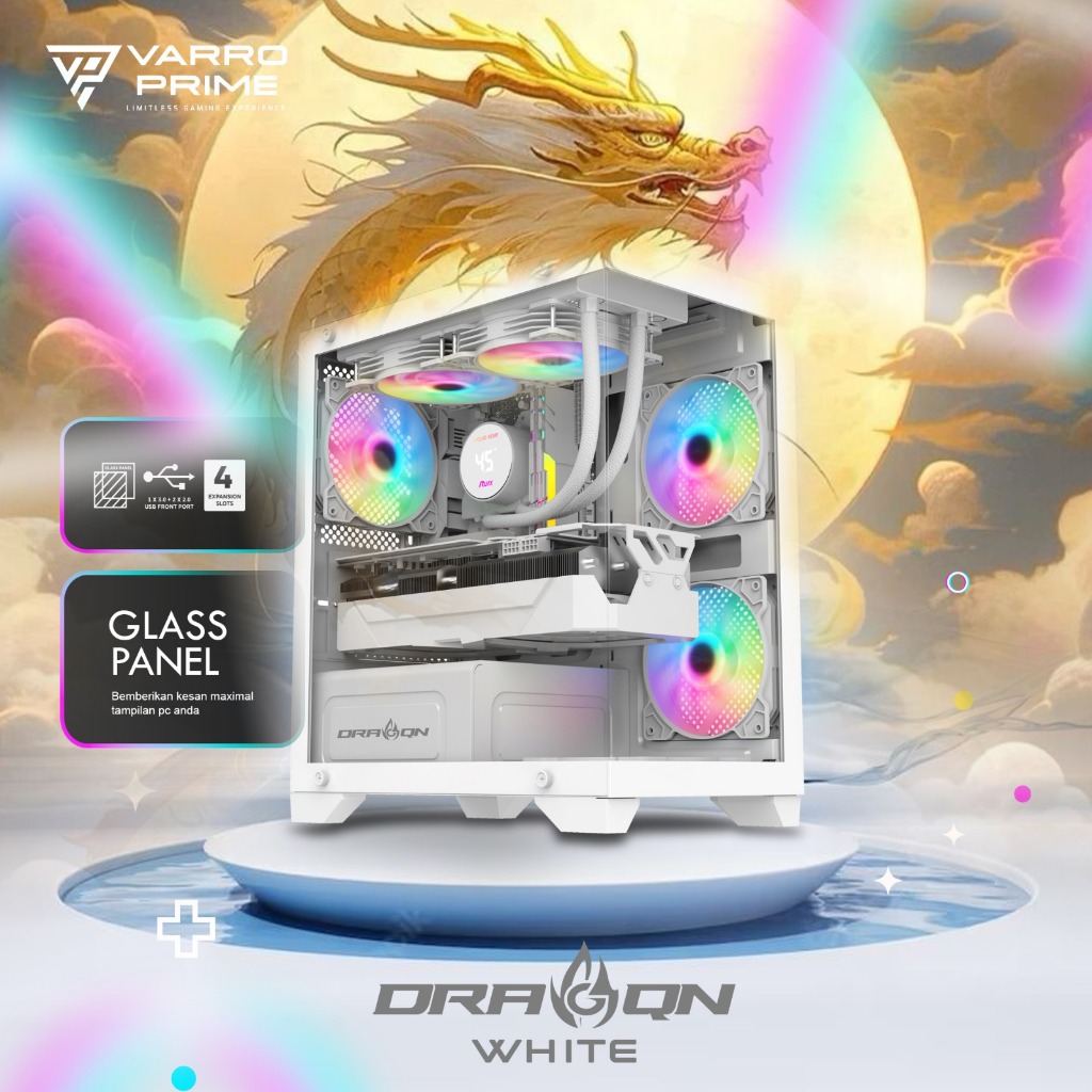 Varro Dragon M-ATX Free 3Fan RGB Gaming PC Case | Shopee Singapore