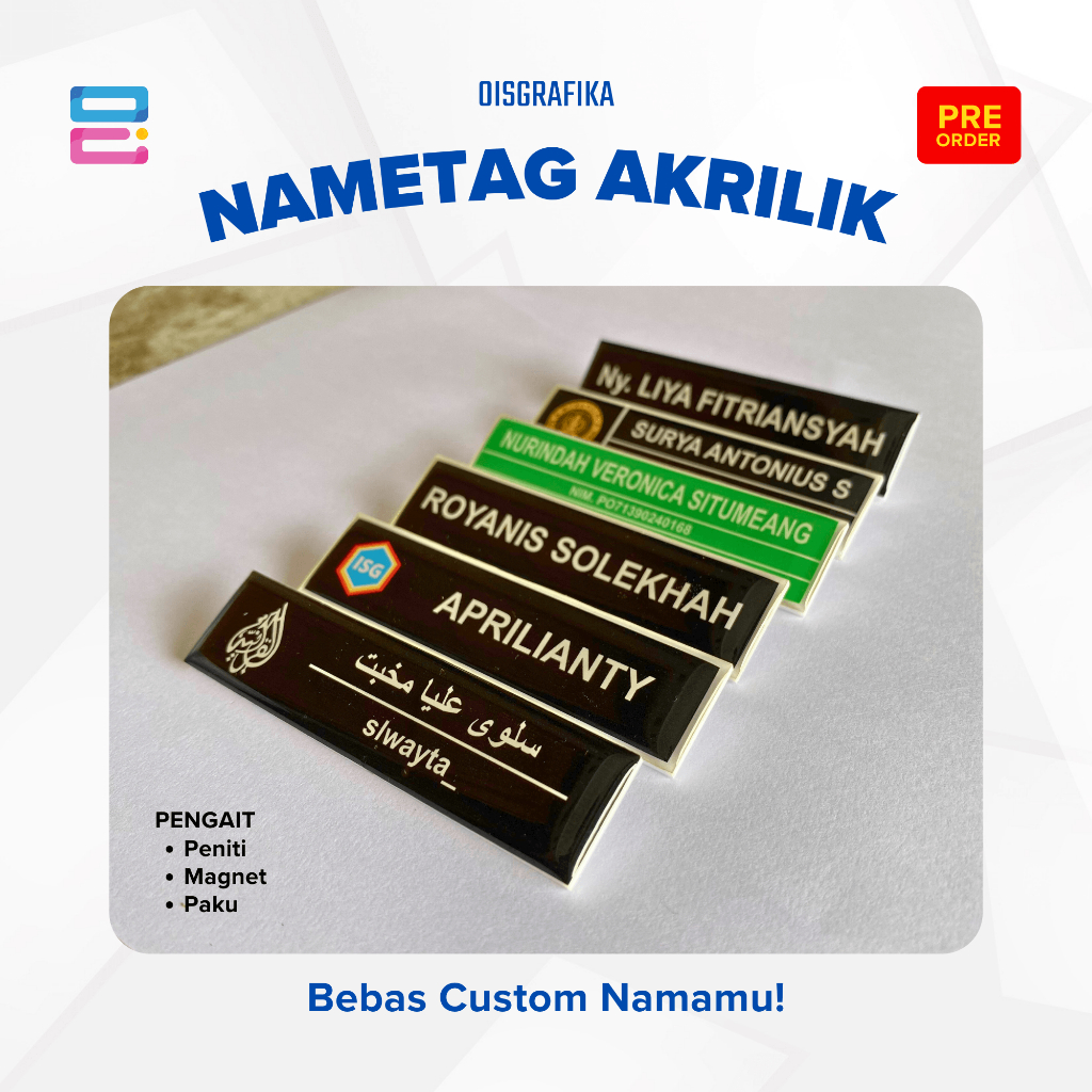 Name Tag Chest Name Plate Custom Magnet Safety Pin Nail - Acrylic ...