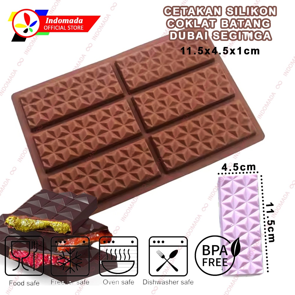 Indomada Dubai Pistachio Kunafa Chocolate Bar Silicone Mold 6 Triangle ...
