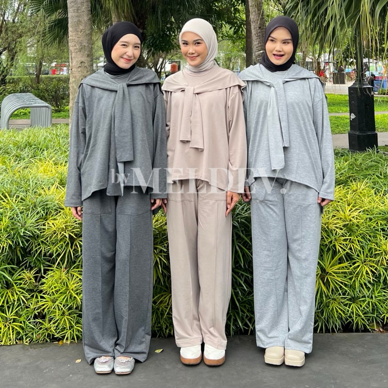 ByMeldev Ruby Terry 3in1 Non-Busui Busui Trouser Suit Set | Shopee ...