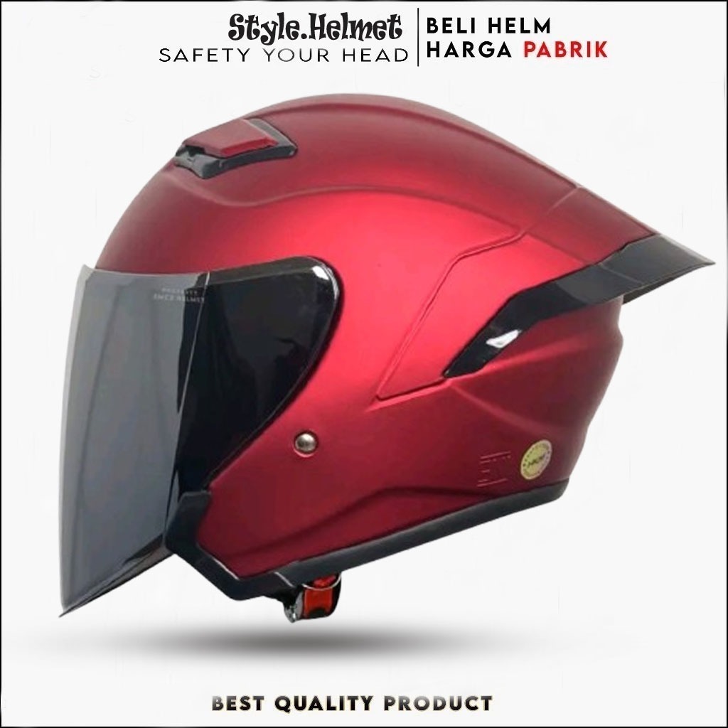 MLA COSMO Maroon Glossy Half Face Helmet Handsome Package with Free ...