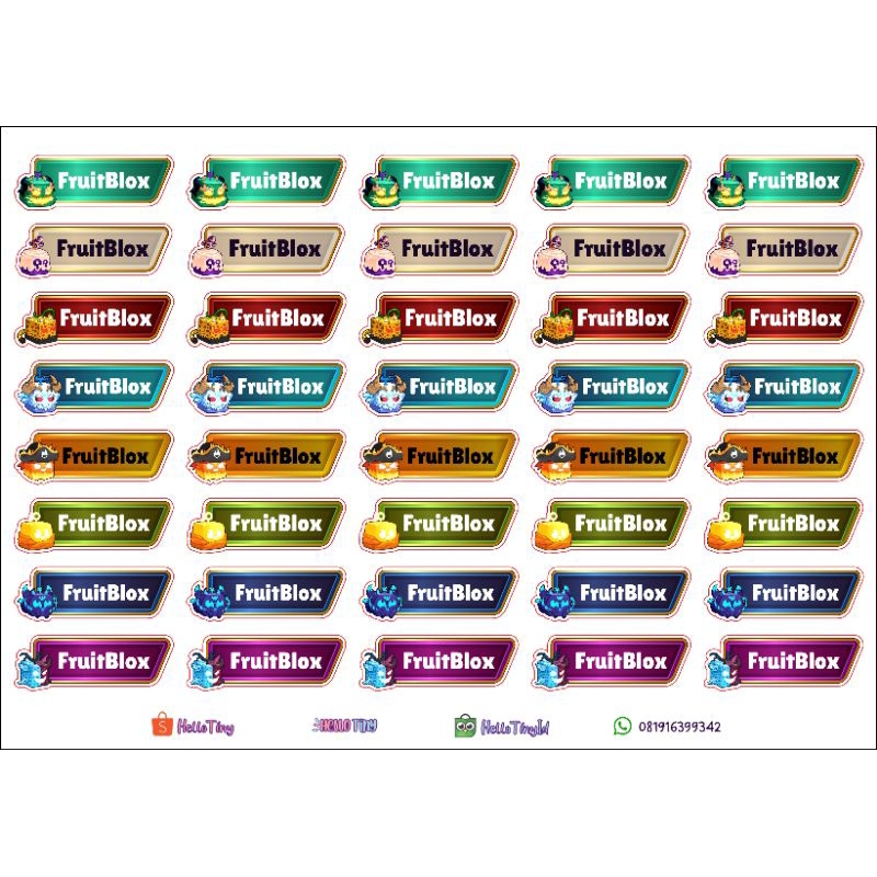 Name label stickers Squid Game, Sprunki, Fruitblox, Capybara, Roblox ...