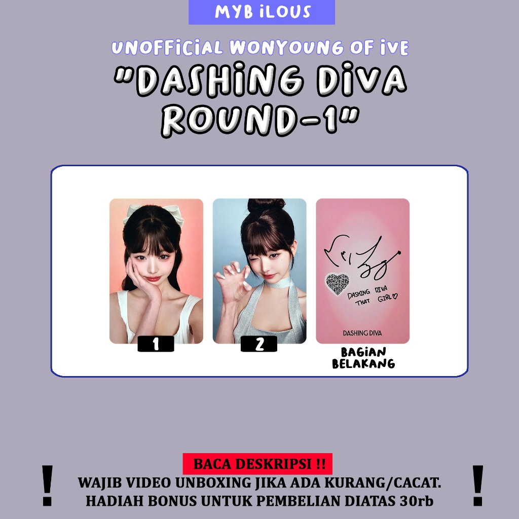 [UNOFFICIAL] IVE WGYOUNG X DASHI*G DIVA ROUND-1 PHOTOCARD FANMADE | Shopee Singapore