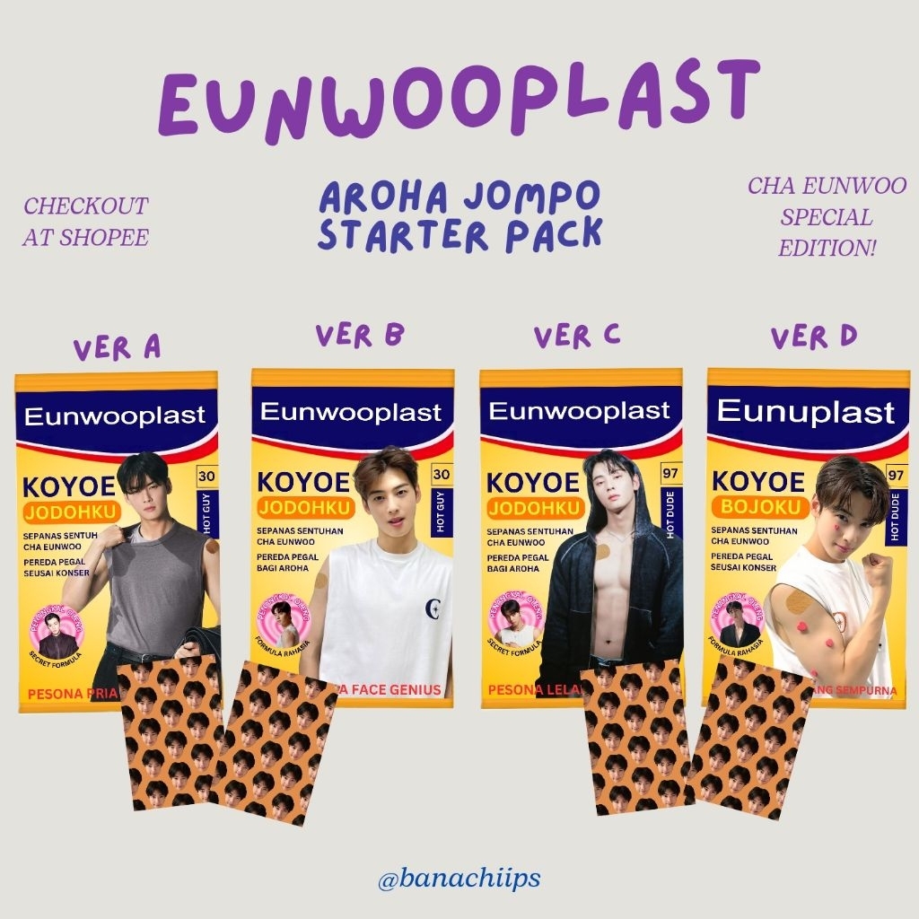 [Read description] Eunwooplast cha eunwoo - aroha nursing starterpack! Hotpack concert patch lee ...