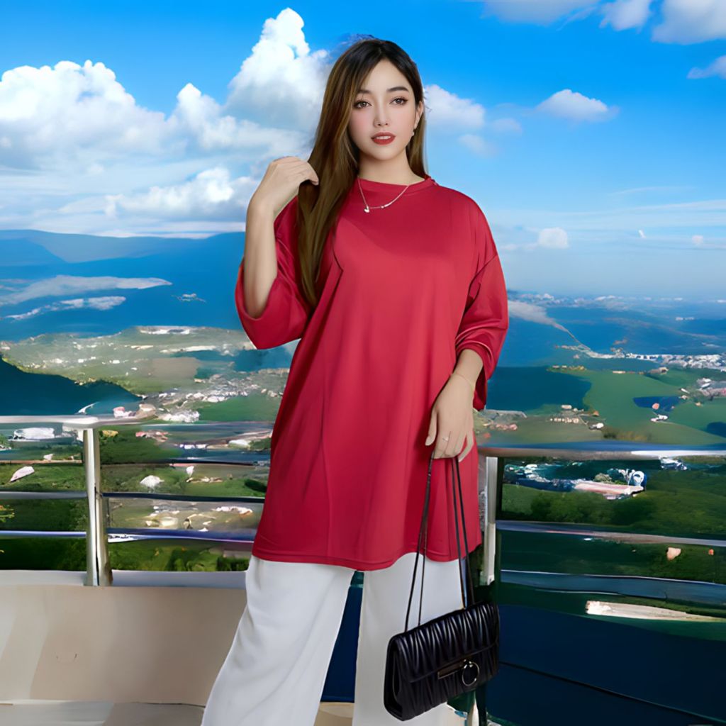 DEWIE OVERSIZE TOP LD 130 PLAIN BASIC women's long-sleeved T-shirt ...