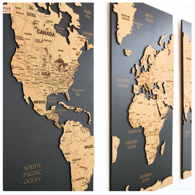 KAYU HIASAN DINDING Wooden World Map / Map Wall Decoration | Shopee ...