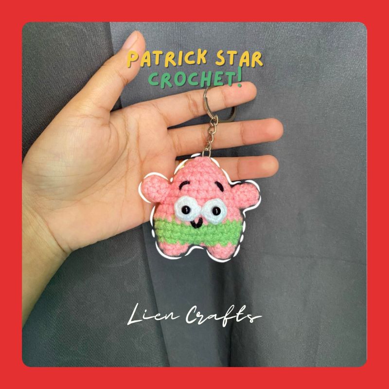 Patrick star crochet keychain patrick star bag charm keychain crochet ...