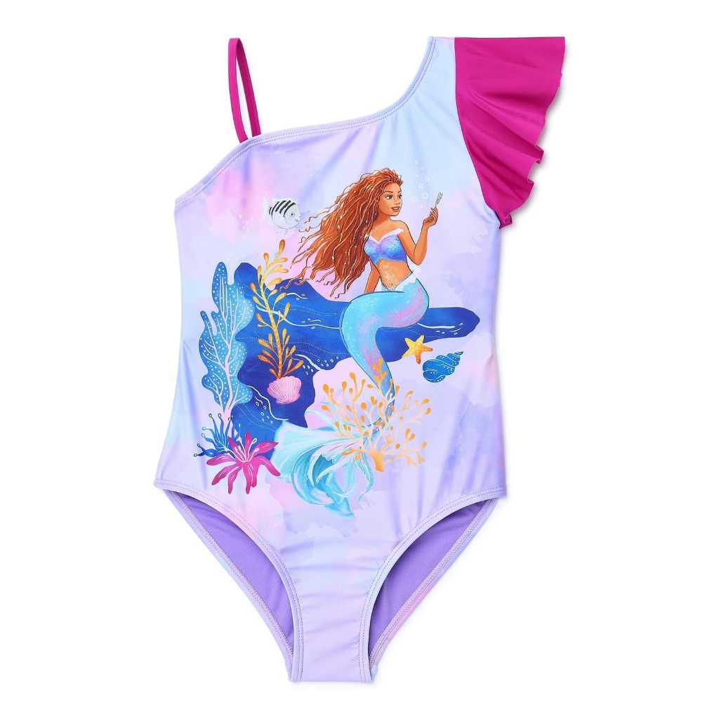 Disney Ariel the Little Mermaid One Shoulder One Piece Swimsuit with ...