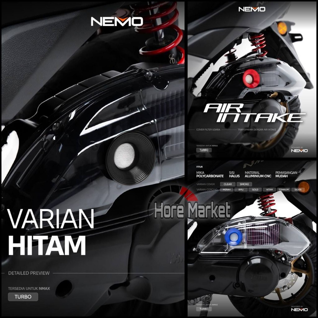 NEMO NMAX TURBO / NEO AIR FILTER COVER + VELOSCOPE / AEROX ALPHA 2025 ...
