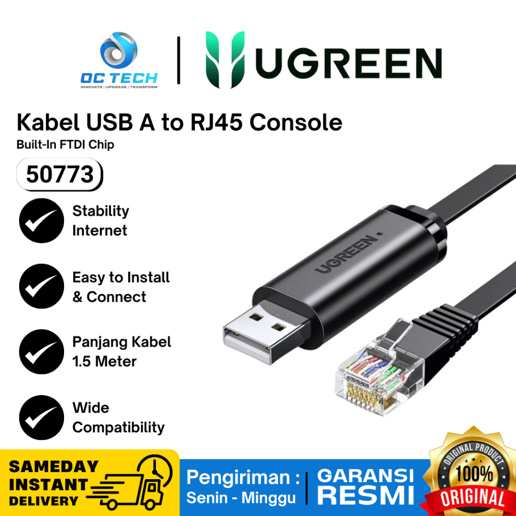 UGREEN LAN Ethernet to USB RJ45 Console Flat Console 1.5 Meter Cable 50773 Official Warranty ...